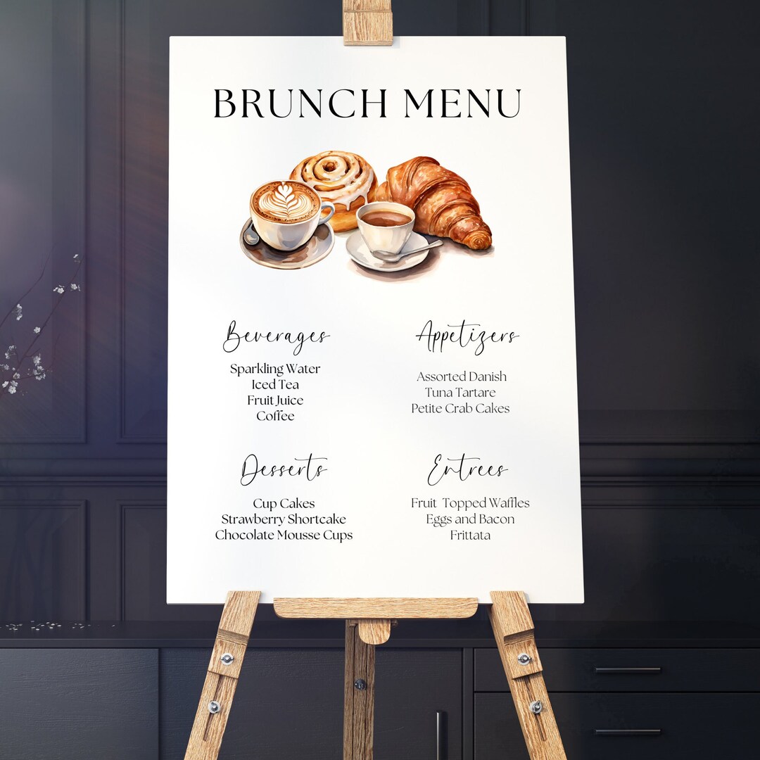 Brunch Menu Sign Template, Custom Menu Sign, Edit Menu, Large Sign ...