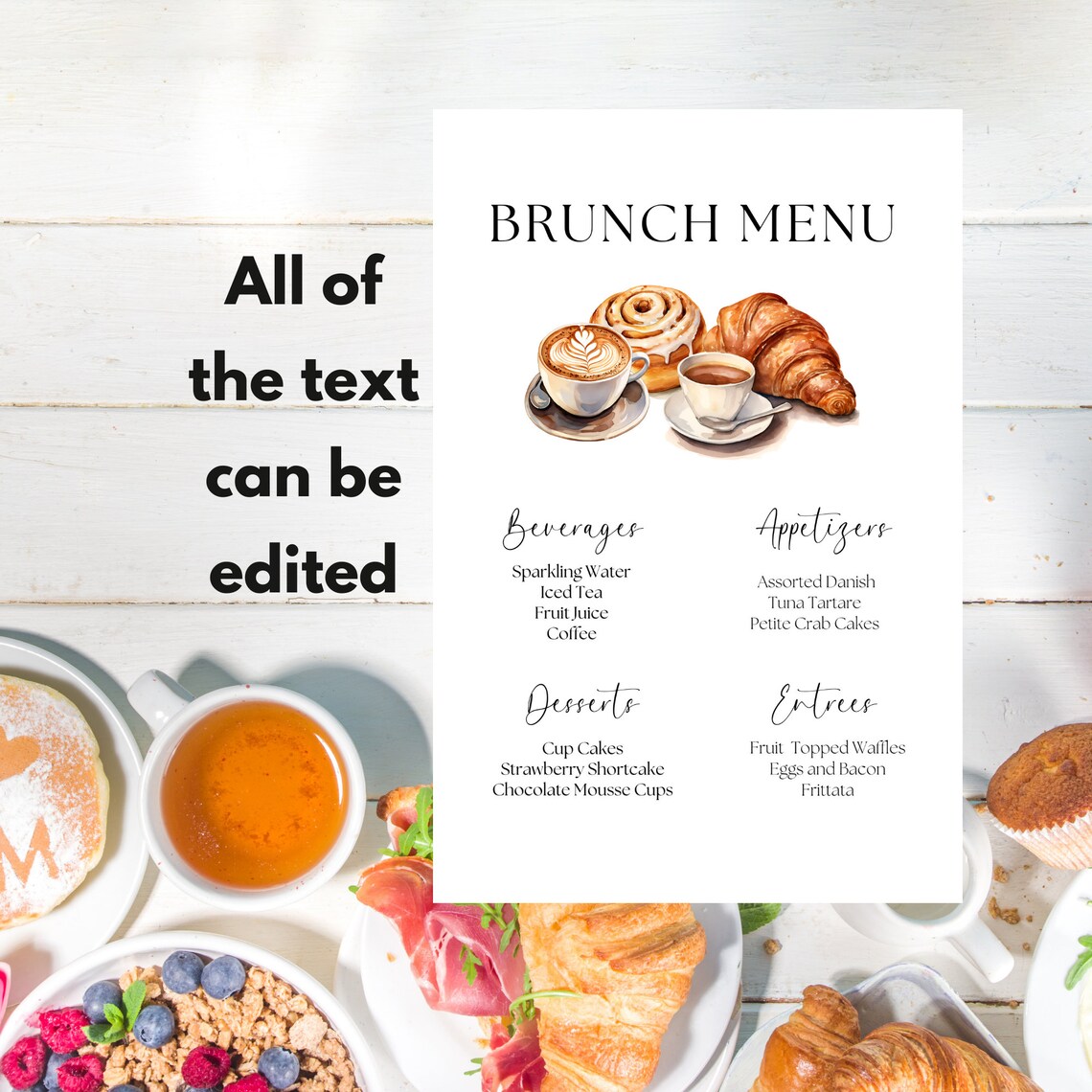 Brunch Menu Sign Template, Custom Menu Sign, Edit Menu, Large Sign ...