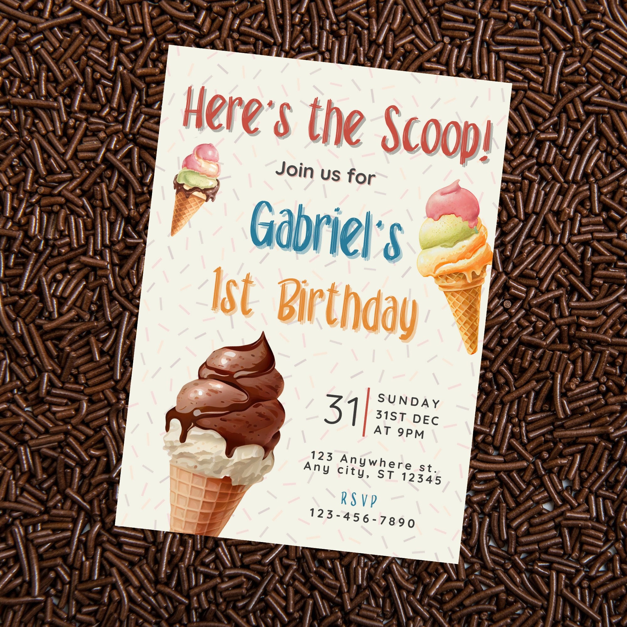 Ice Cream Birthday Invite Template,icecream Birthday,here is the Scoop ...