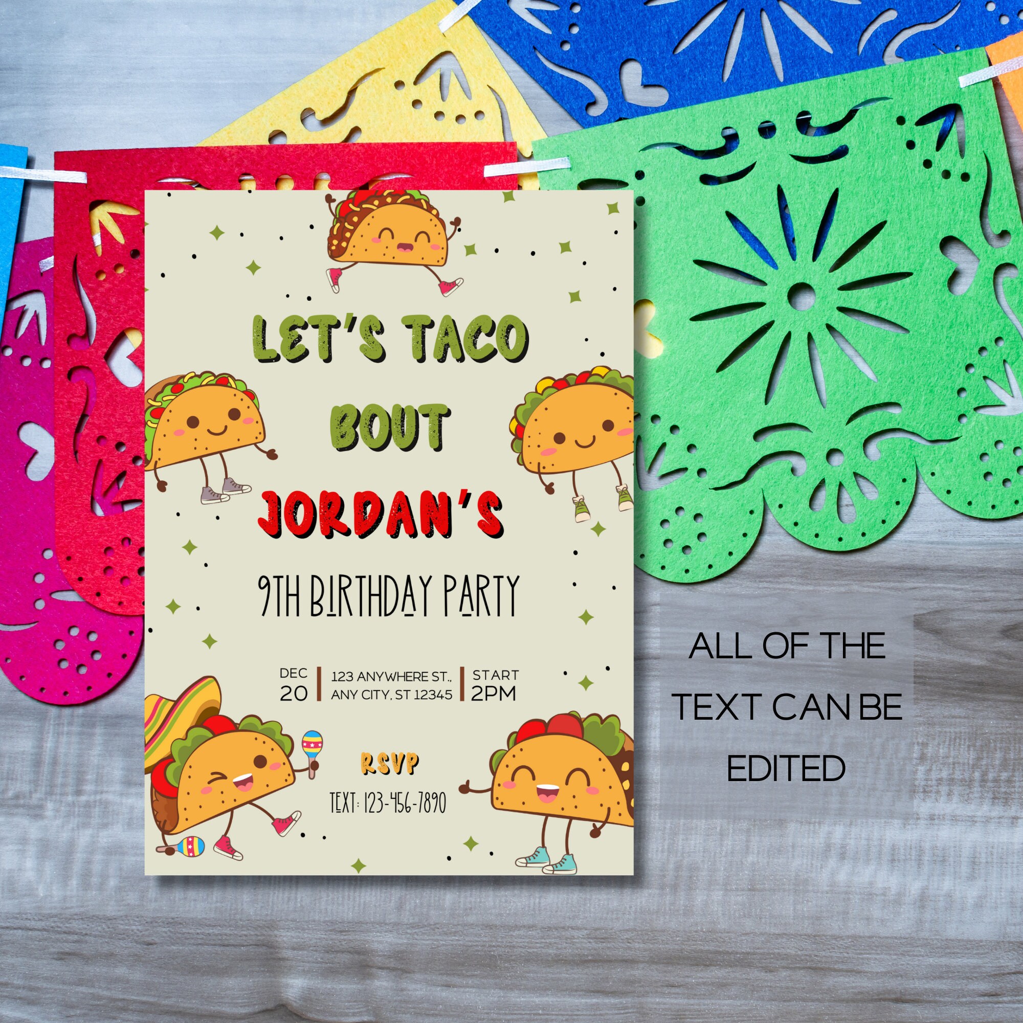 Taco Birthday Party Invite, Taco Birthday Invite, Mexico Theme Party ...