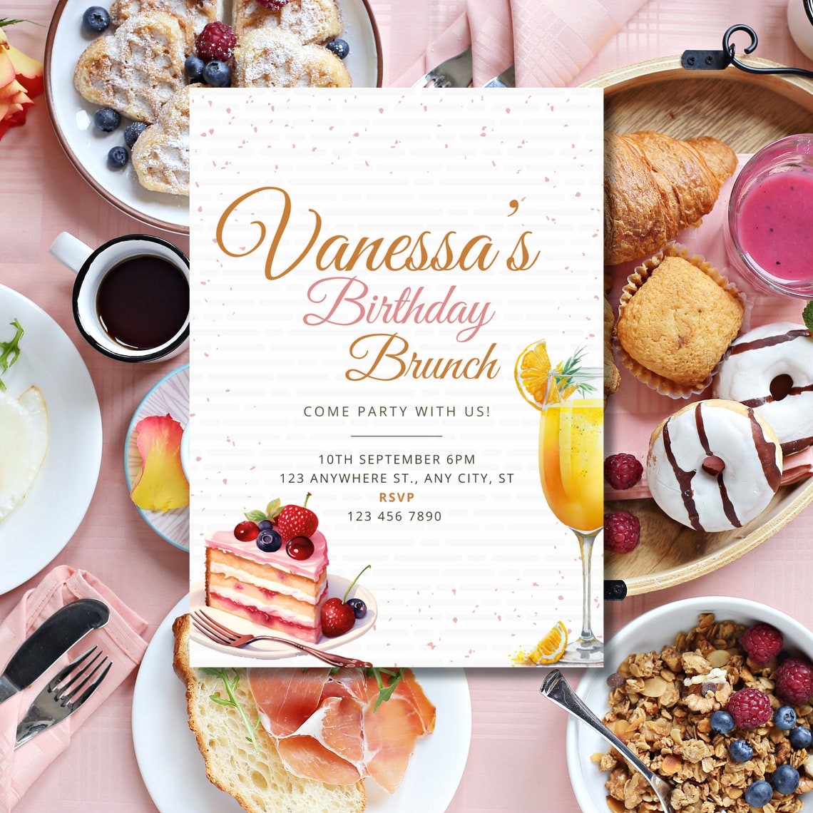 Birthday Brunch Invite Template Birthday Invitation Birthday - Etsy