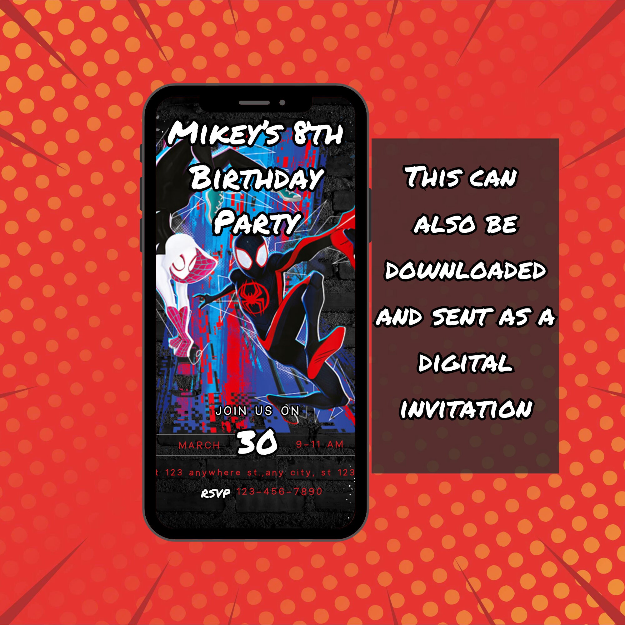 Spiderman Birthday Invite, Spider-man Invitation, Digital Template ...