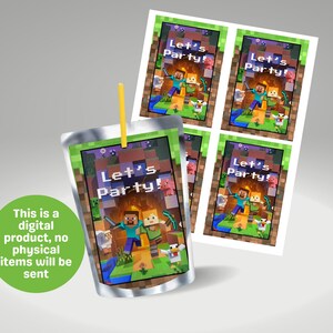Minecraft Party Kit, Minecrafter Birthday Wrappers, Instant Download ...