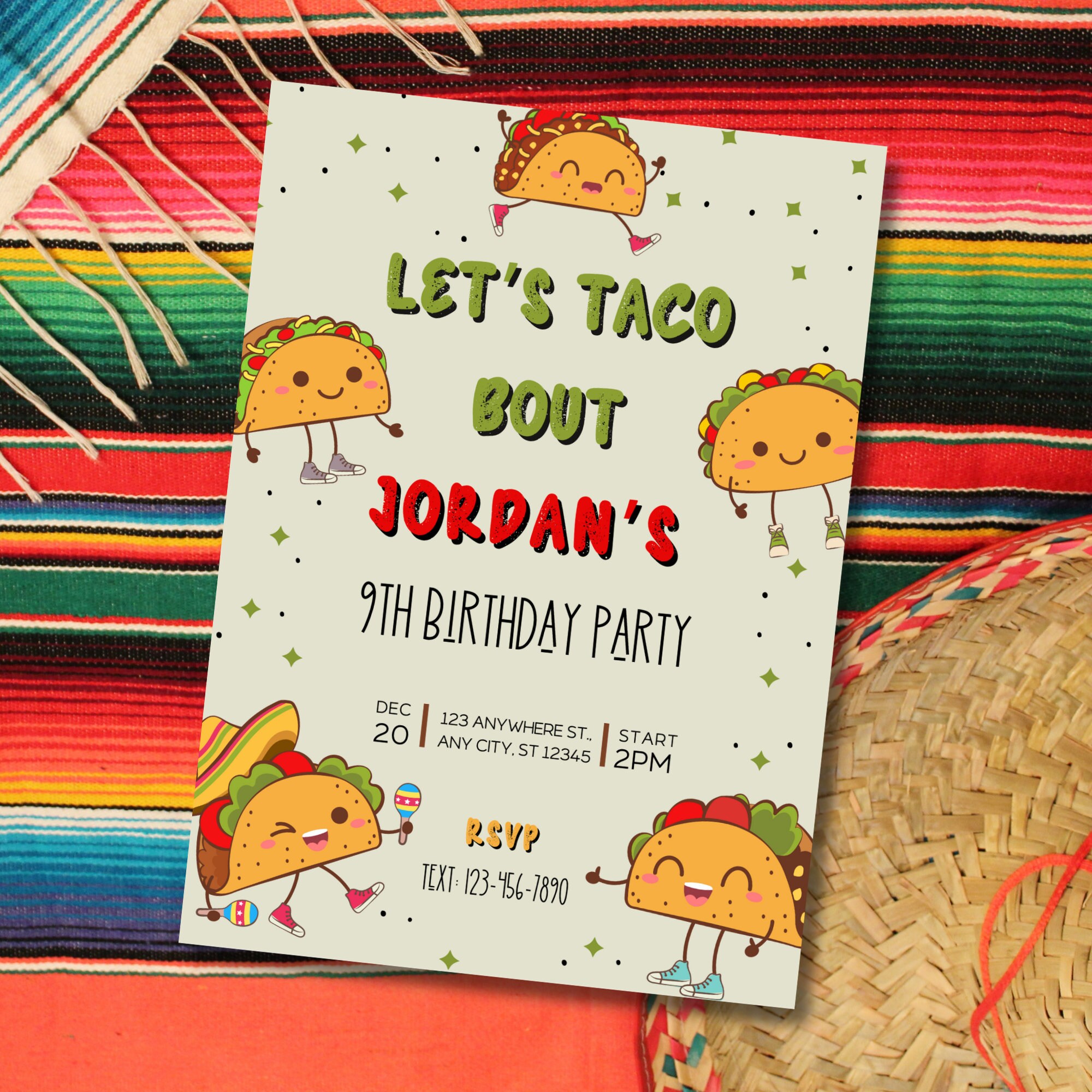 Taco Birthday Party Invite, Taco Birthday Invite, Mexico Theme Party ...