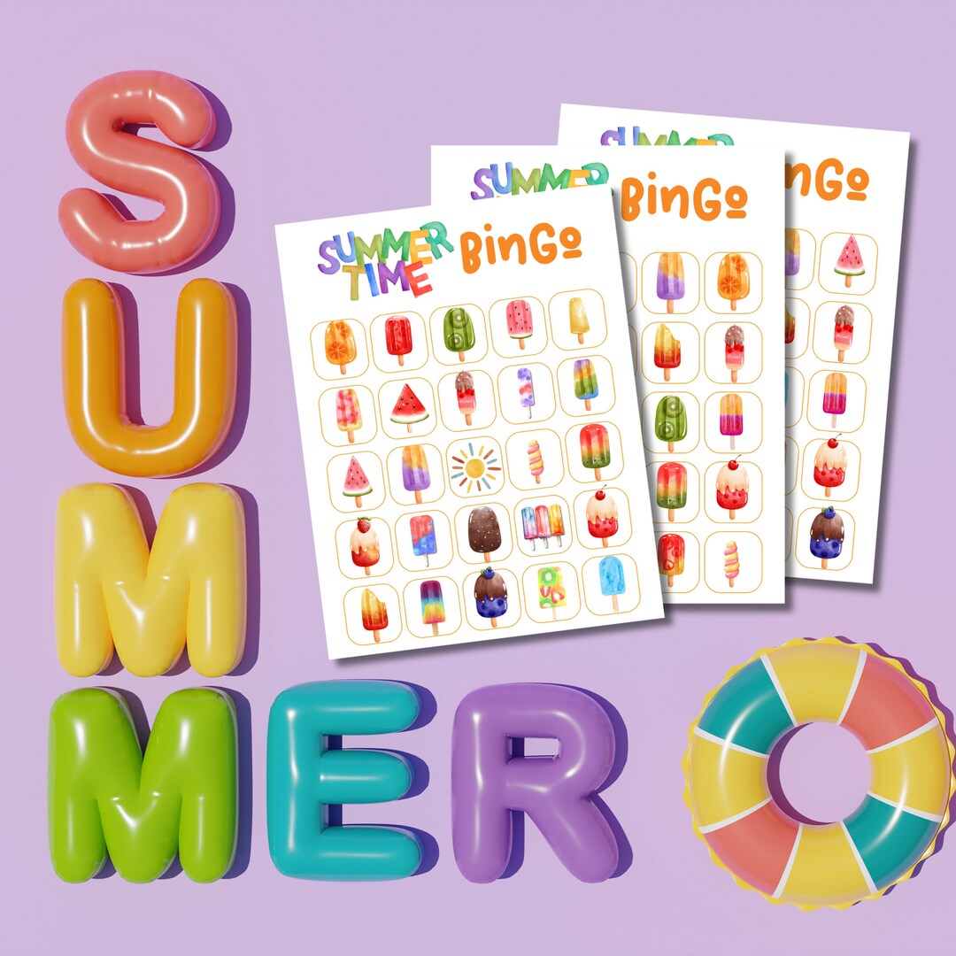 20 Summer Bingo Cards, Kids Summer Bingo, Kids Party Game, Printable ...