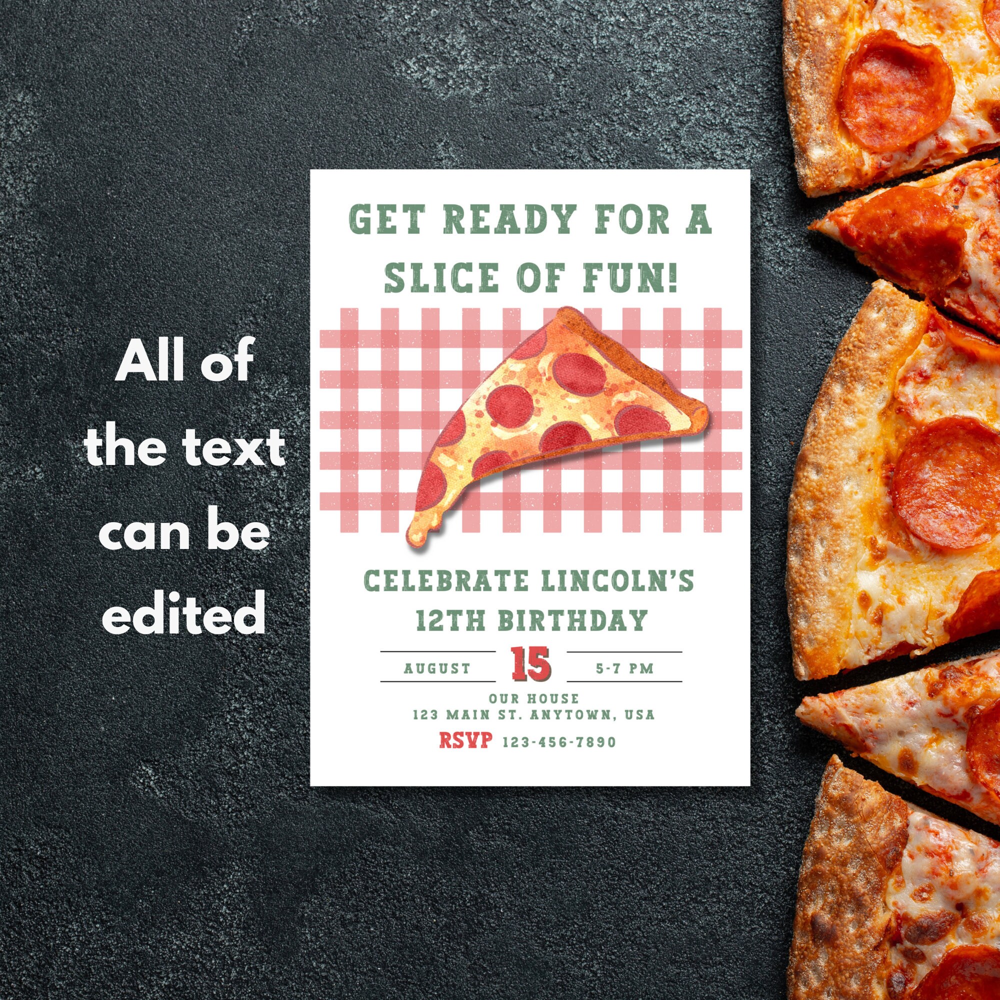 Pizza Slice Birthday Invite, Pizza Party Theme Party, Slice of Fun ...