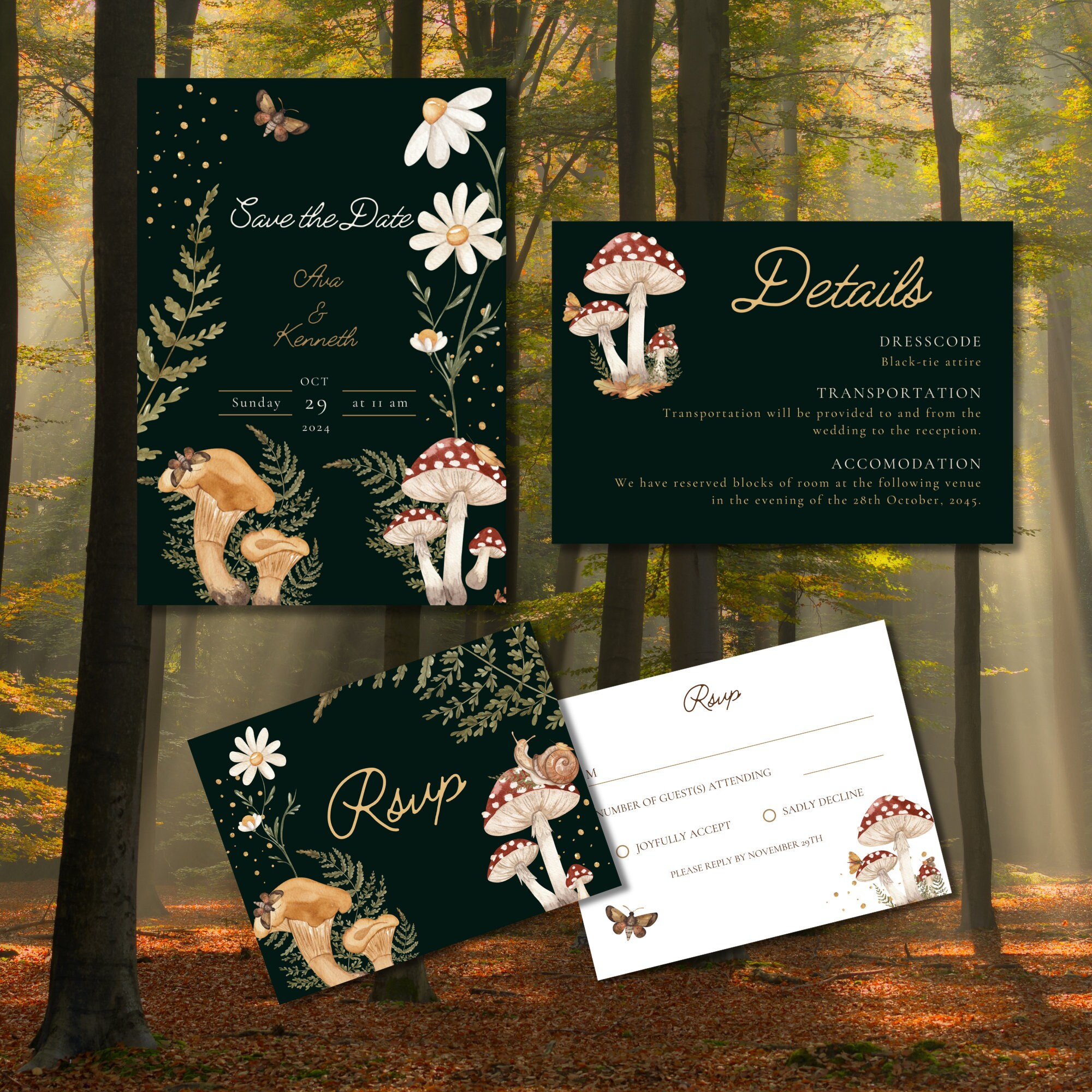 Mushroom Wedding Bundle, Woodland Wedding Bundle, Cosy Wedding Set ...