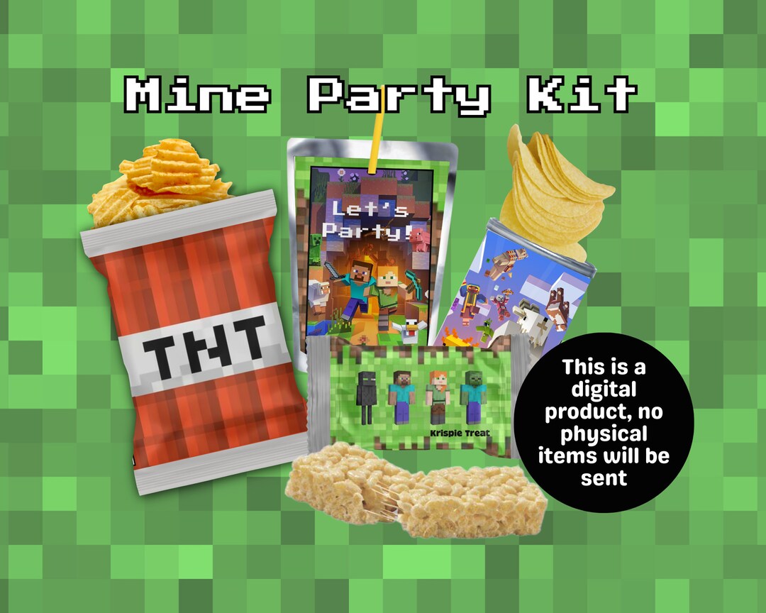 Minecraft Party Kit, Minecrafter Birthday Wrappers, Instant Download ...
