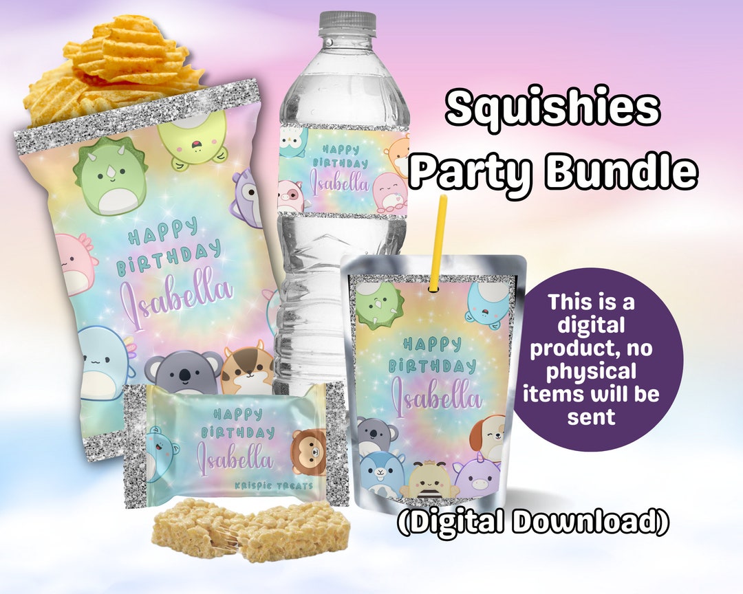 Squishies Party Snack Labels, Girl Party Decor, Digital Template, Soft ...