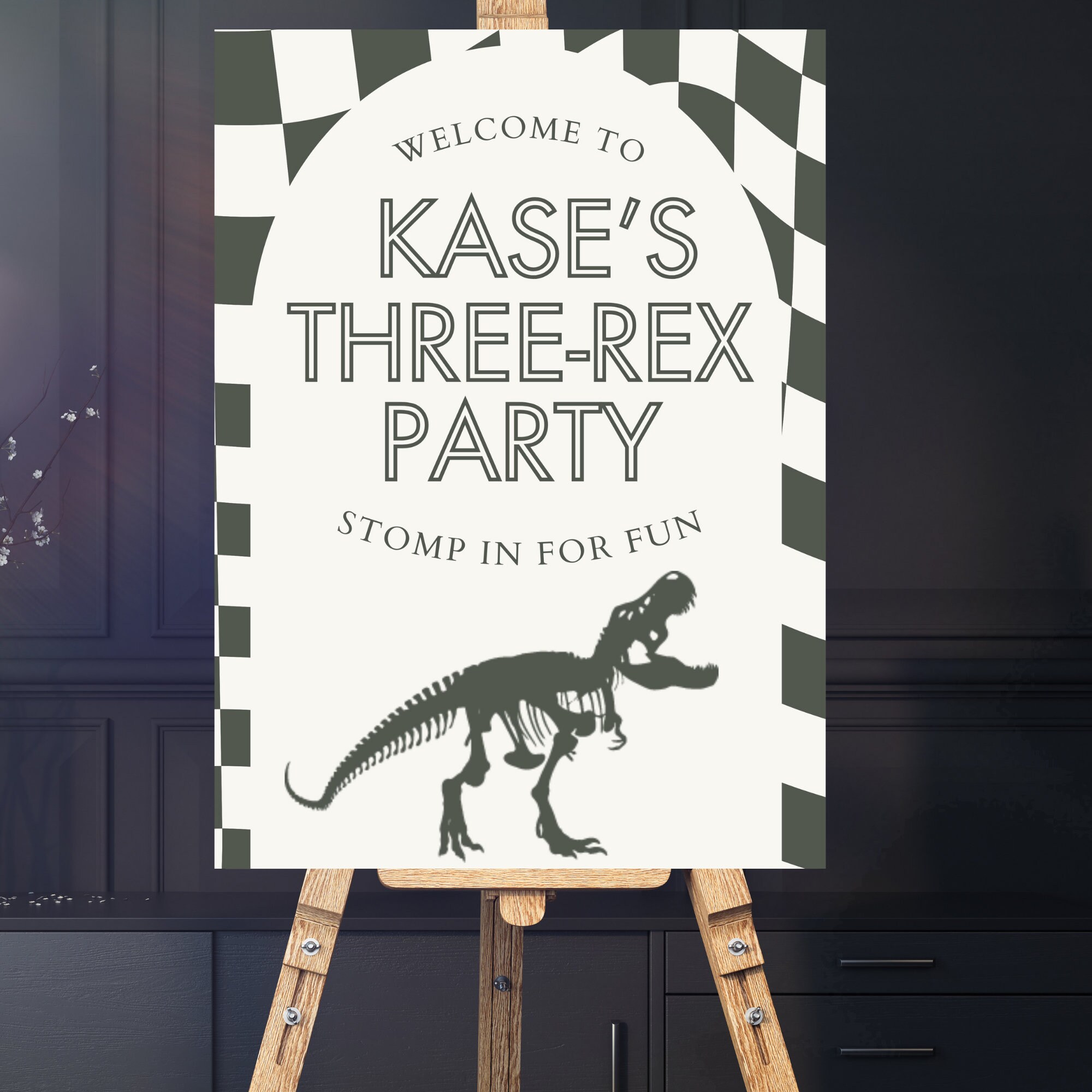 Dinosaur Party Welcome Sign, 24x36, Jurassic Birthday, Three Rex ...