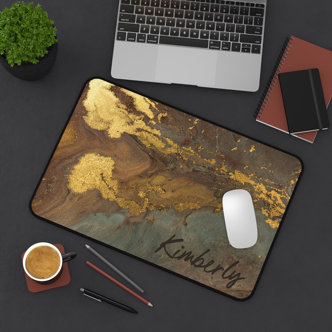 Gold Marble Desk Mat, Opulent Office Decor, Desk Mat With Name, Desk ...