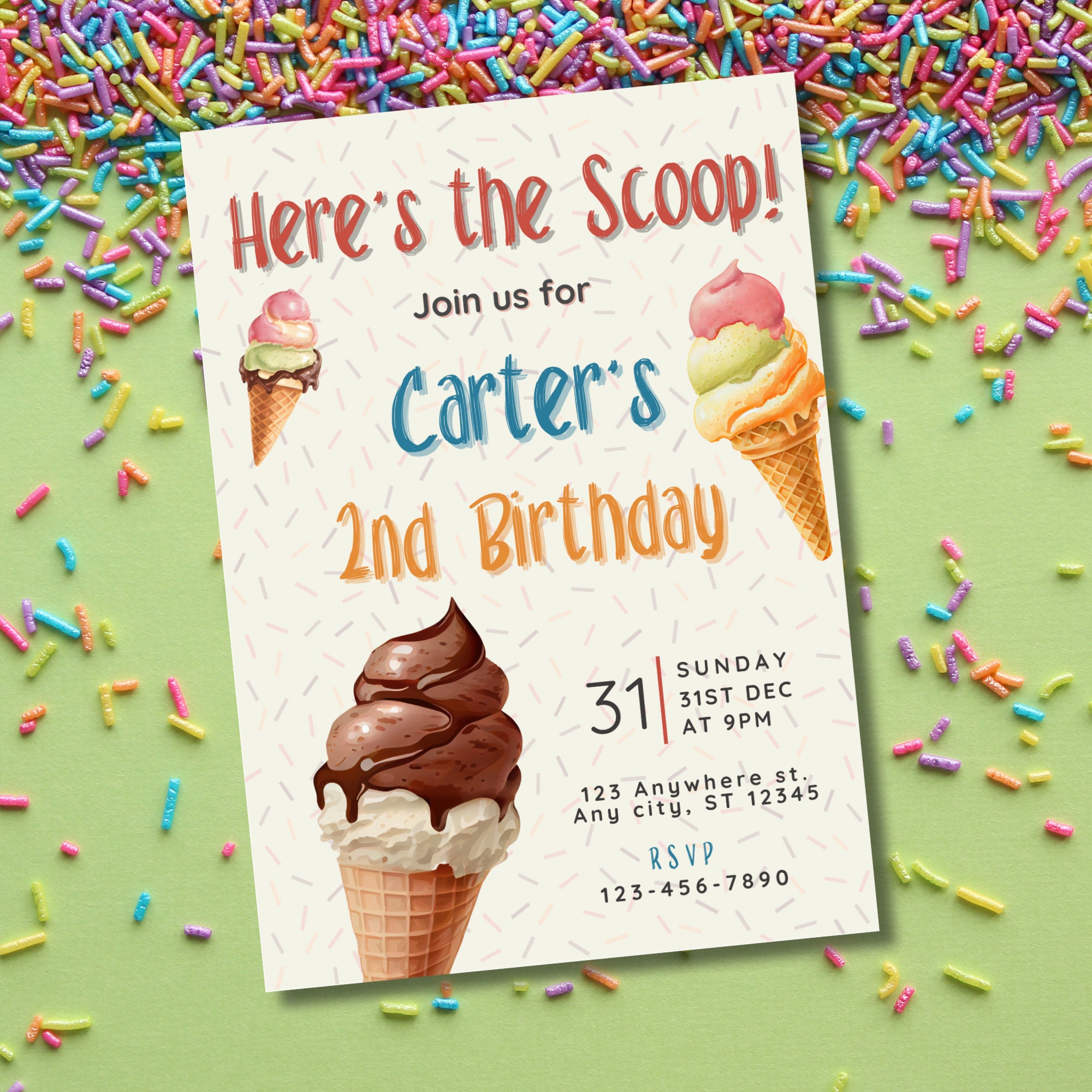 Ice Cream Birthday Invite Template,icecream Birthday,here is the Scoop ...