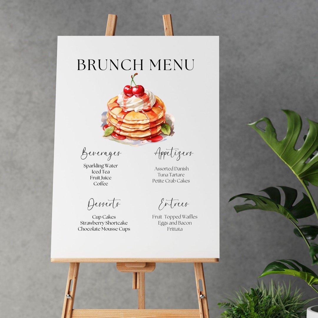 Brunch Menu Sign Template, Custom Menu Sign, Edit Menu, Large Sign ...