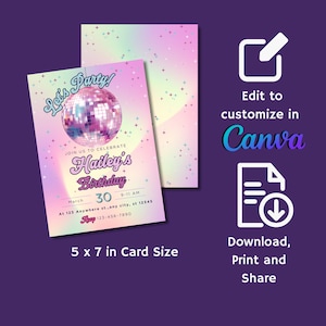 Pink Disco Birthday Invite, Pink Groovy Invite, Dance Party Birthday ...