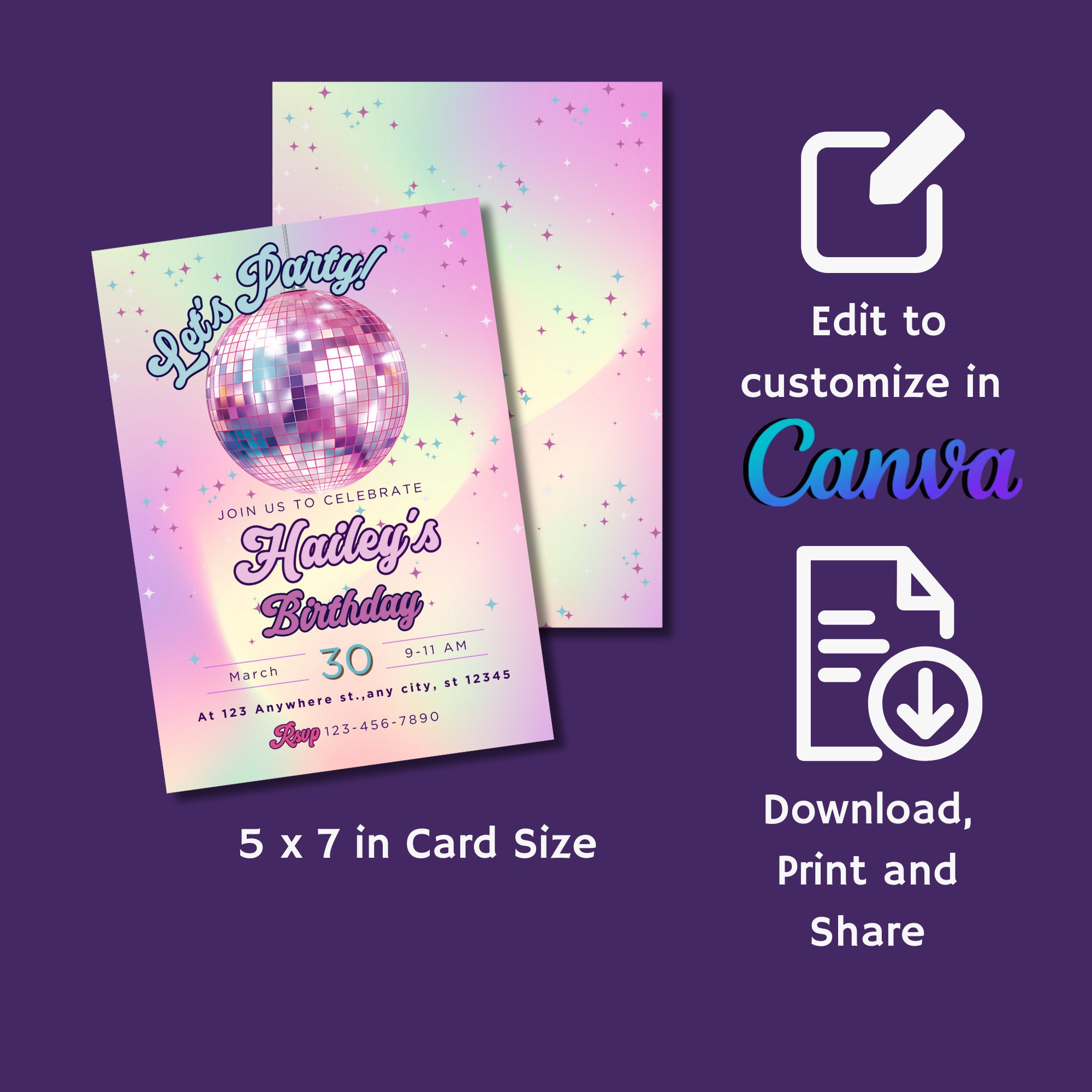 Pink Disco Birthday Invite, Pink Groovy Invite, Dance Party Birthday ...