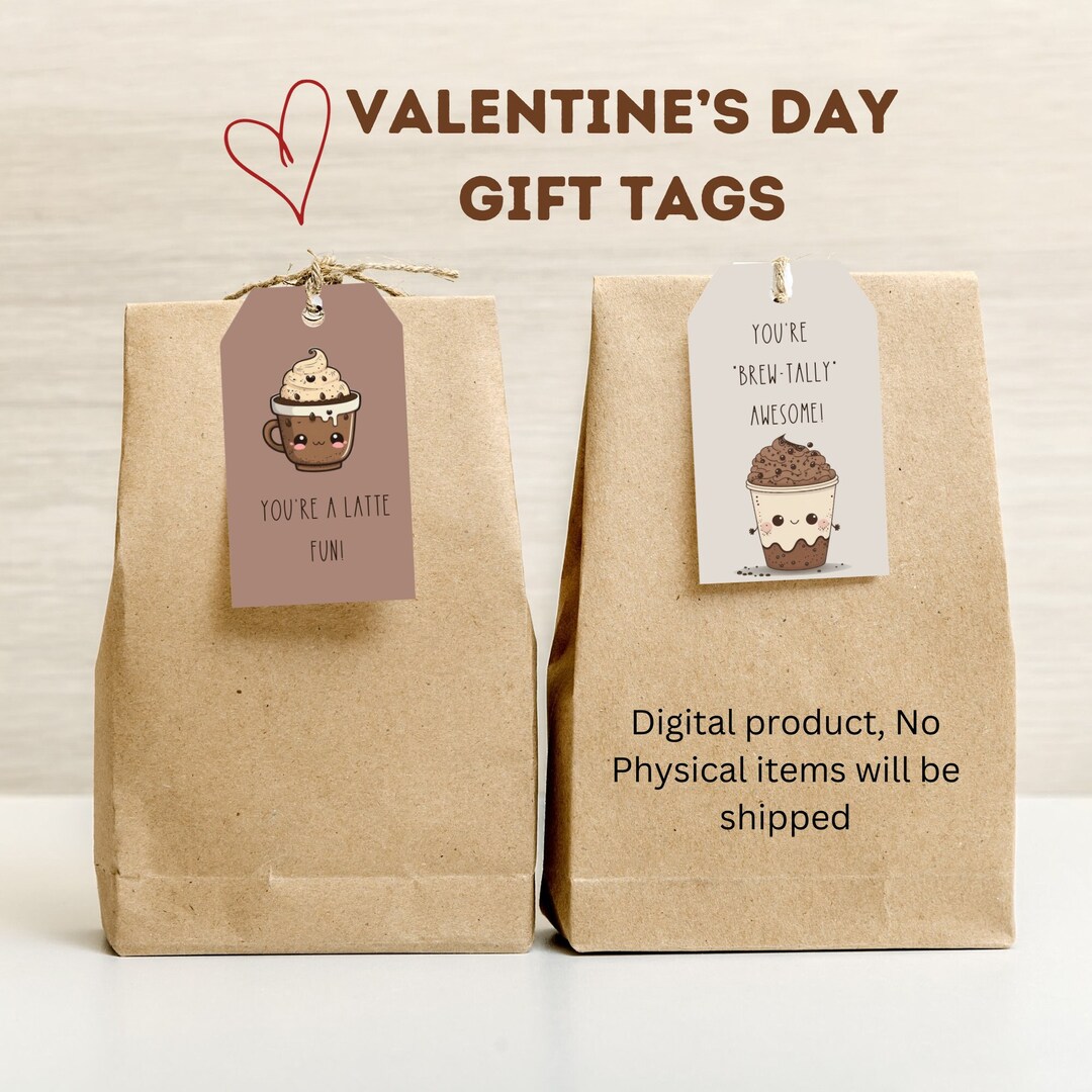 Coffee Cocoa Valentine Gift Tags, Personalized Gift Tags, Gift Tag for ...