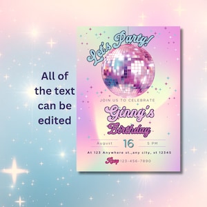 Pink Disco Birthday Invite, Pink Groovy Invite, Dance Party Birthday ...