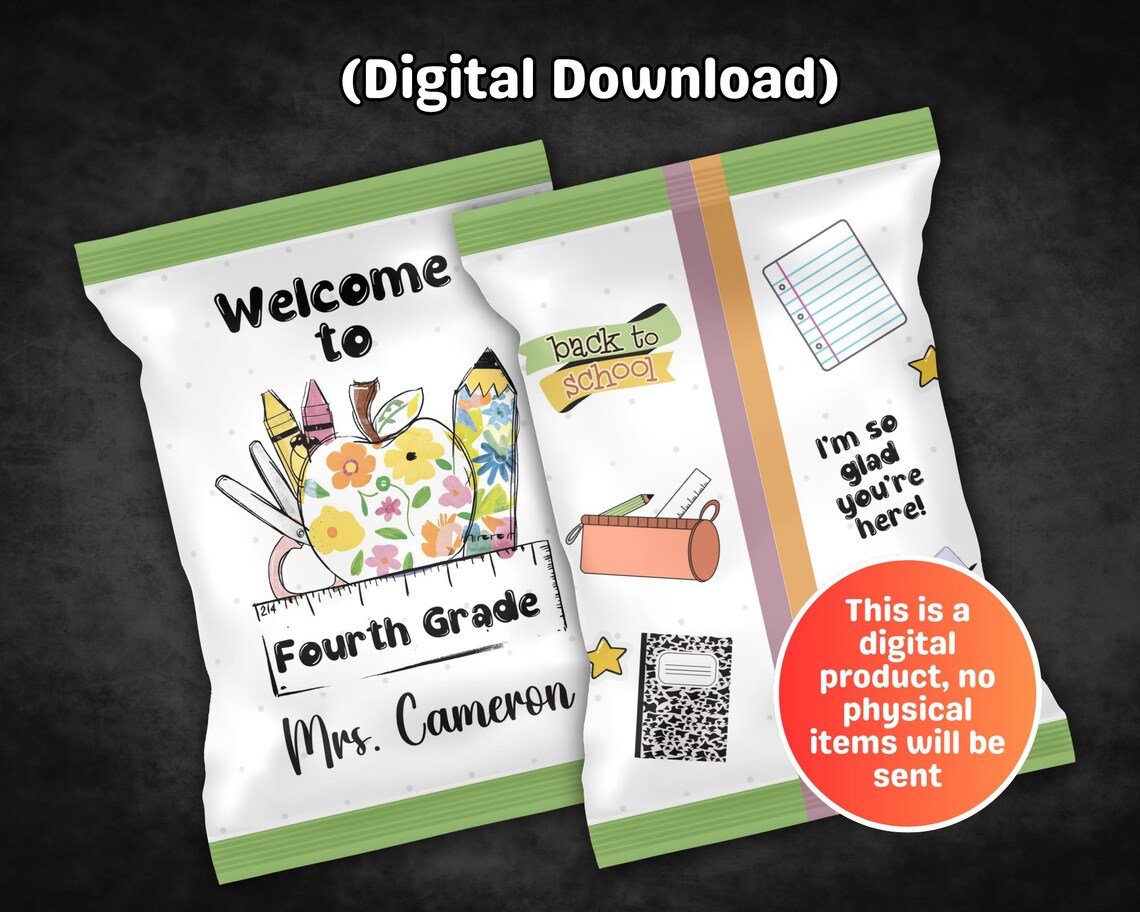 Welcome to School Chip Bag, Editable Back to School, Custom Chip Bag ...