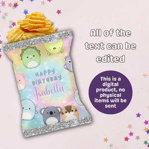 Squishies Party Snack Labels, Girl Party Decor, Digital Template, Soft ...