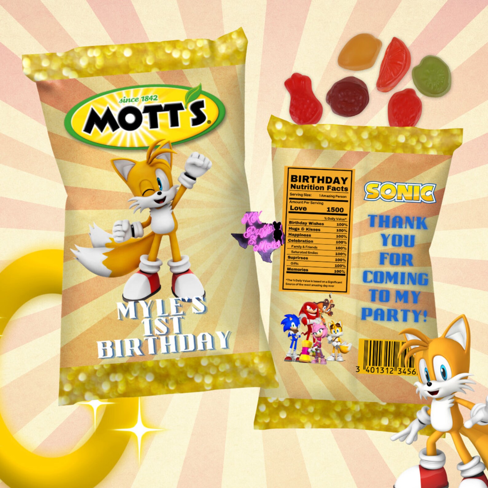 Tails Fruit Snack Digital Bag Party Treats Birthday Fruit Snack ...