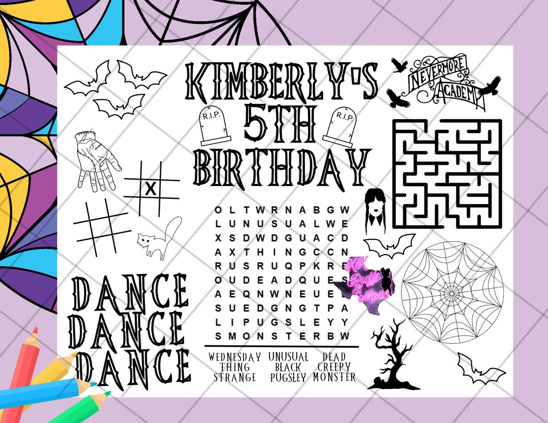 Wednesday Activity Sheet Birthday Activity Sheet Wednesday Birthday ...