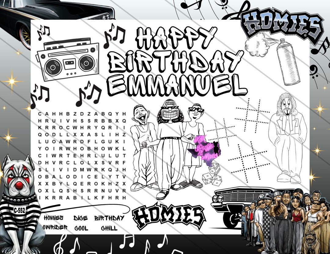 Homies Activity Sheet Lowrider Party Favor Coloring Crayons Digital - Etsy