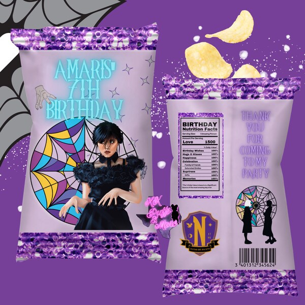 Wednesday Addams Chip Bags Template - Etsy