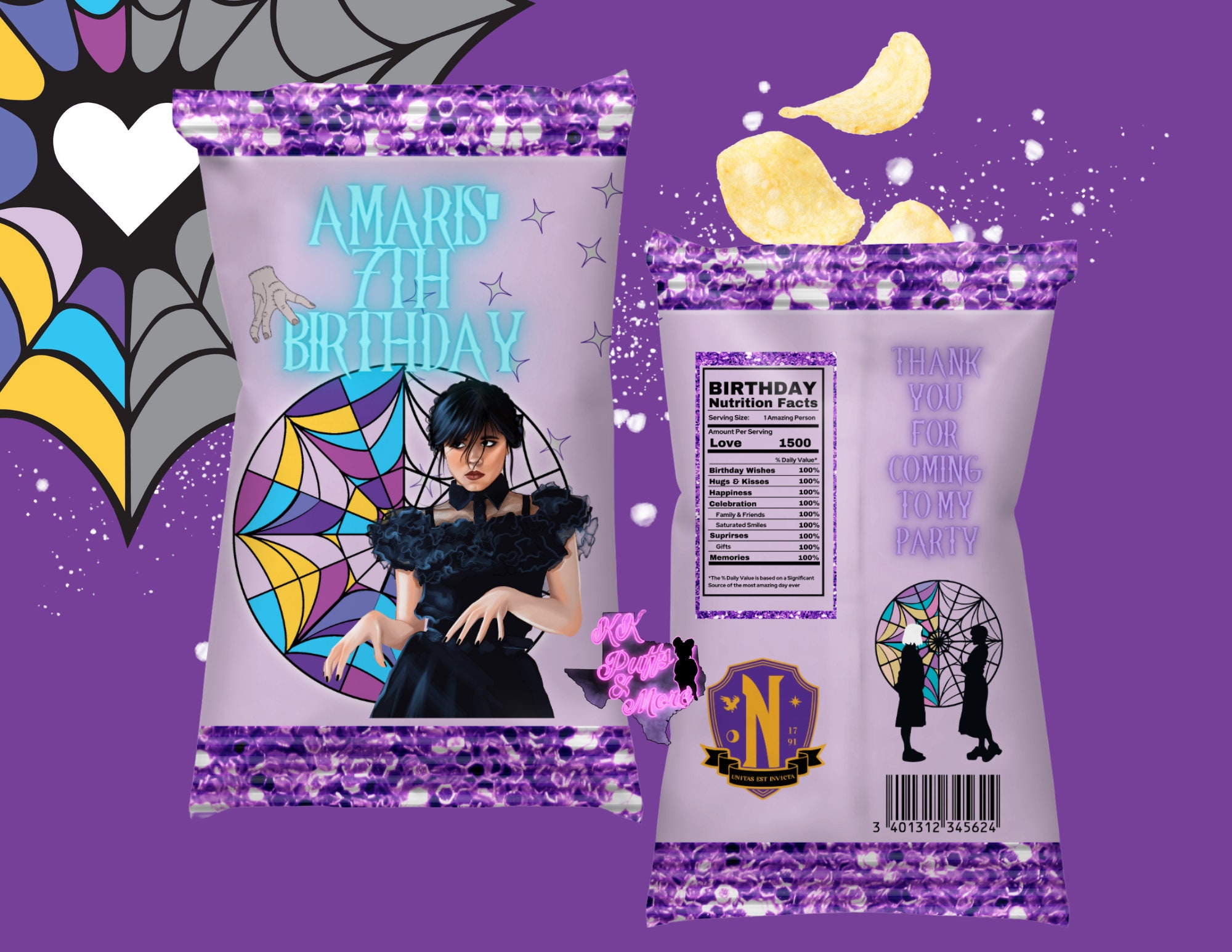 Wednesday Chip Bag Wrapper Wednesday Party Decor Party Chip Bags ...