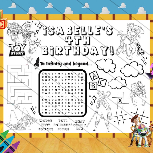 Toy Story Birthday Color Sheet - Etsy