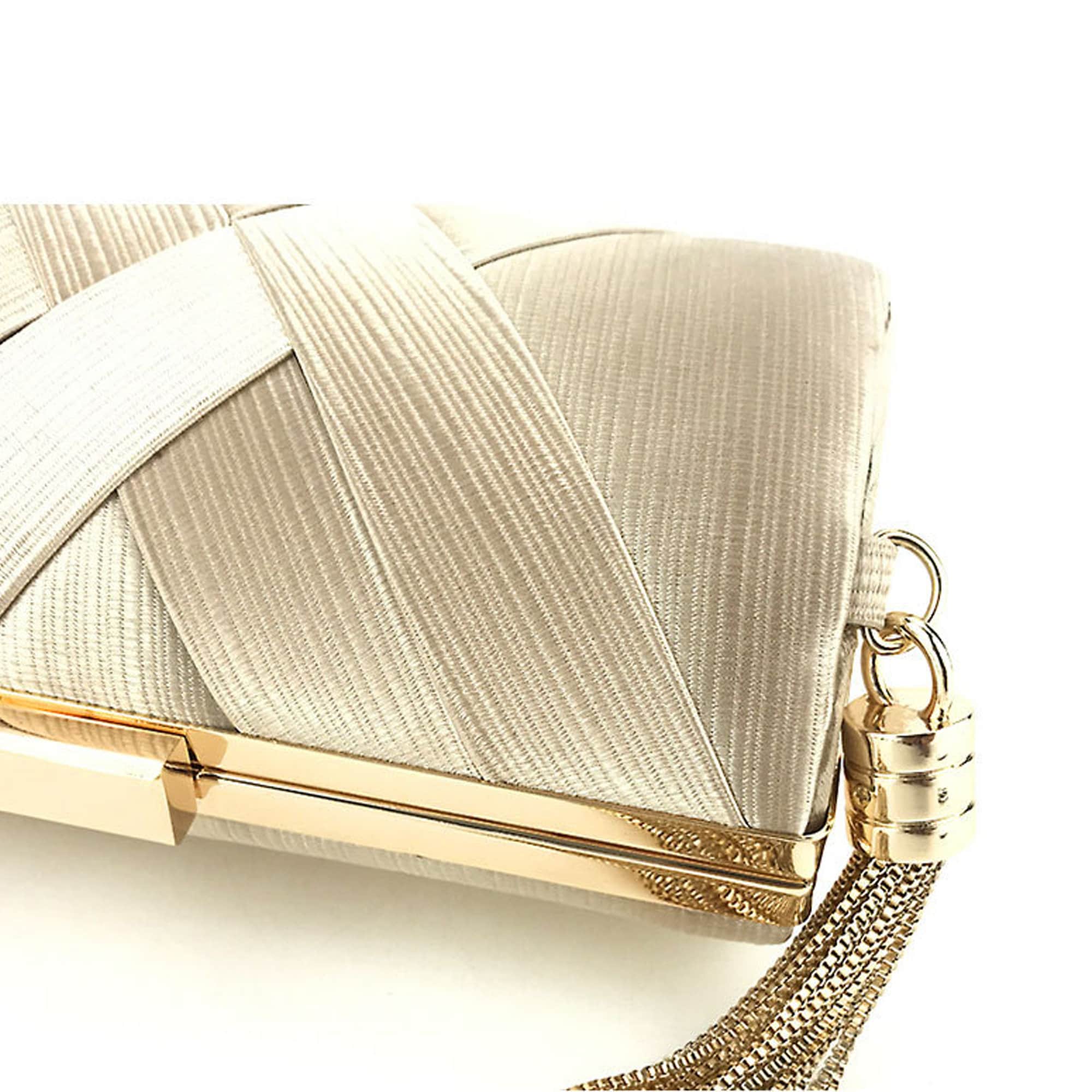 Gold Clutch Bag for Wedding Ceremony, Satin Evening Elegant Tassel Pendant Party Leisure Clutch ...