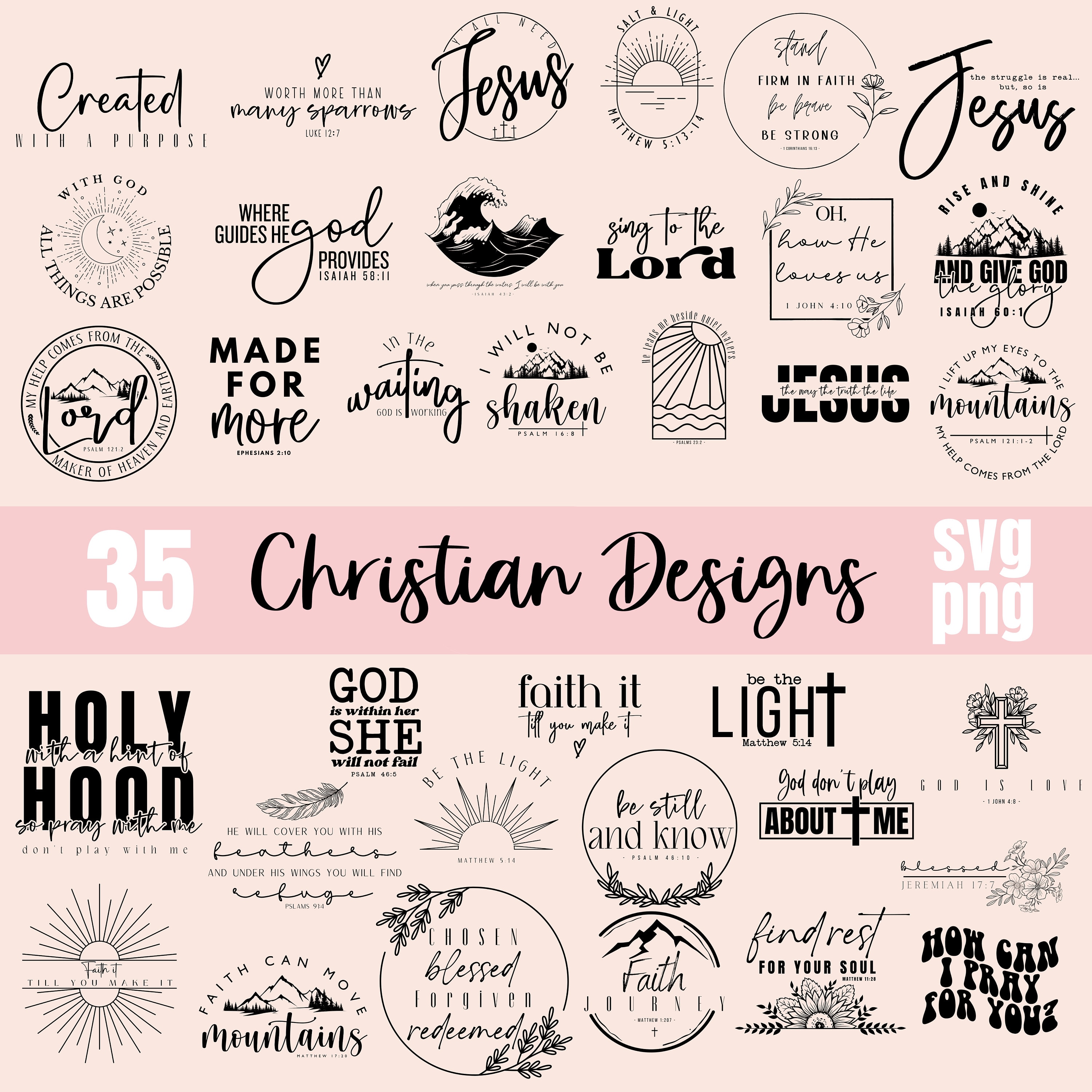 Christian SVG PNG Bundle, Religious Svg Bundle, Motivational Quotes Svg ...