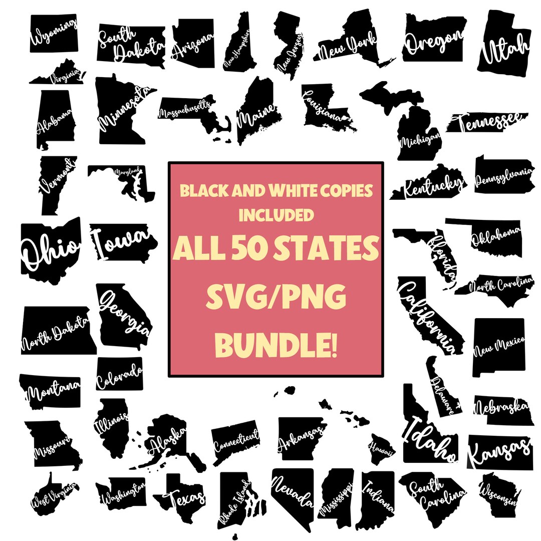 50 States SVG | State Shirt Svg | All the States SVG | Sublimation ...