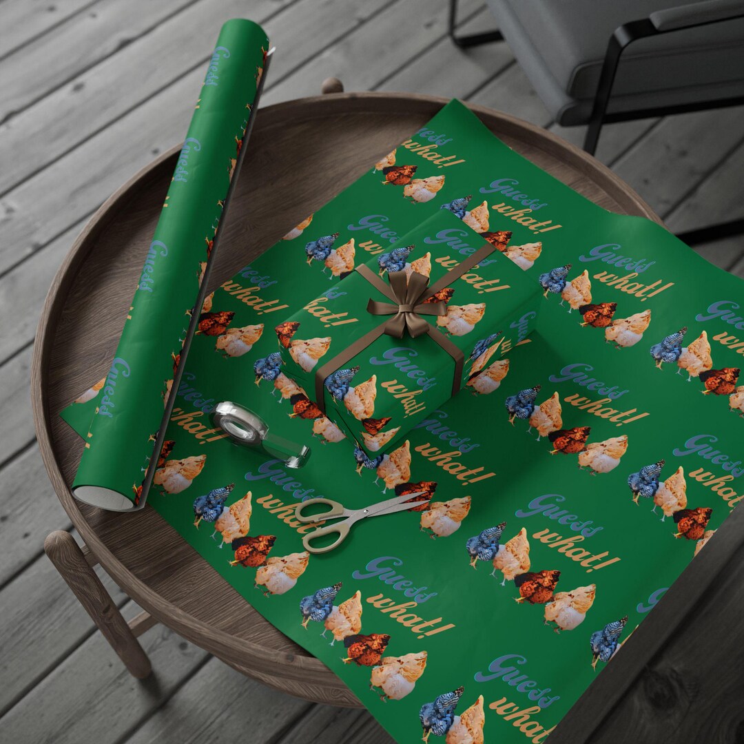 Guess What? Chicken Butt Wrapping Paper | Christmas Green Pattern - Etsy