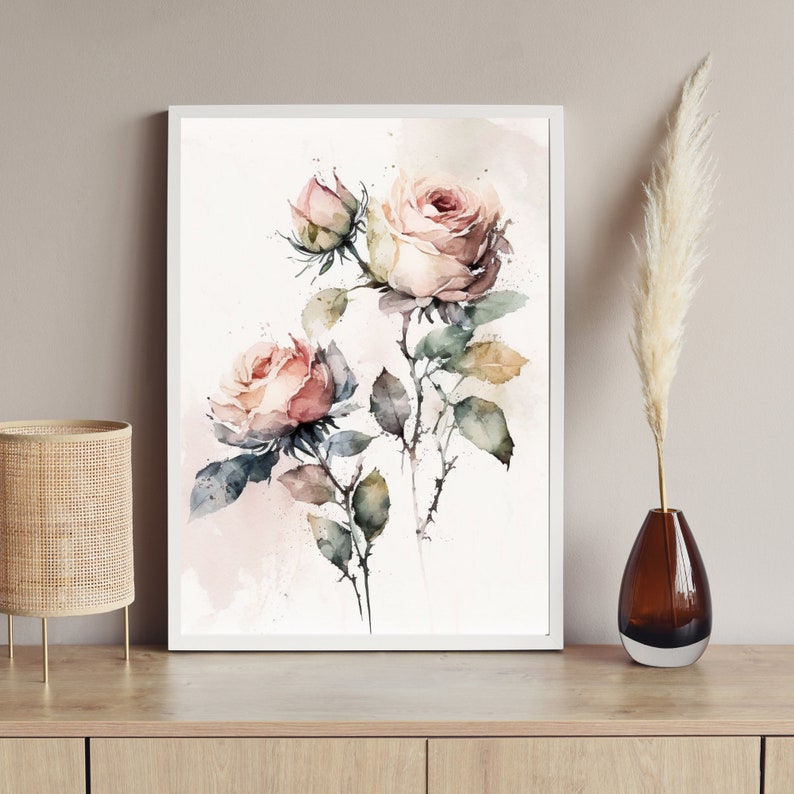 Rose Printable, Floral Printable, Rose Printable, Floral Art Print ...