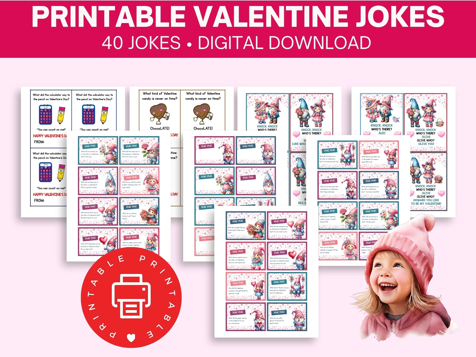 Valentine Lunchbox Jokes, Valentine’s Day Lunchbox Notes, Printable ...