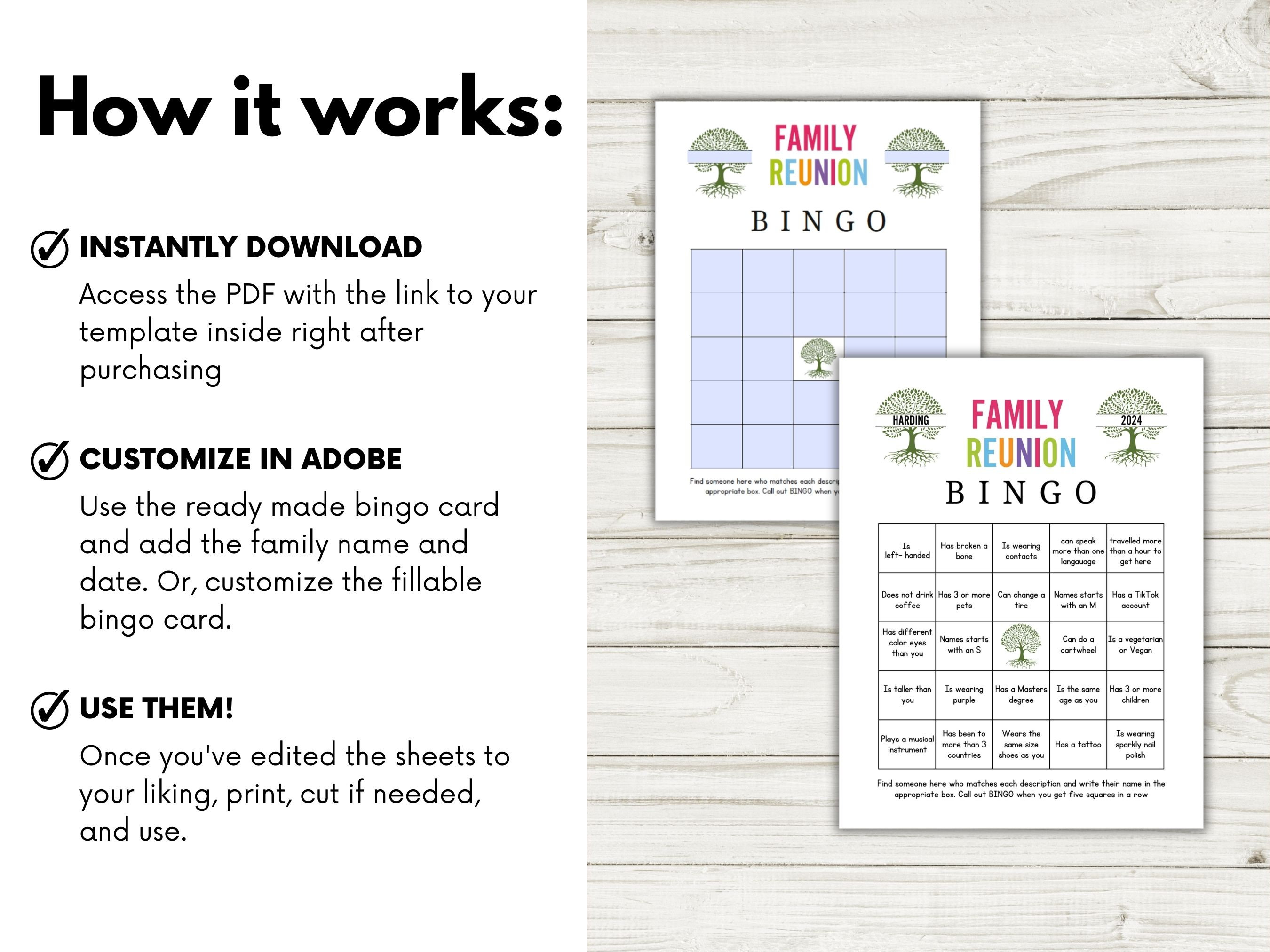 Editable Family Reunion Bingo, Family Reunion Games, Find the Guest ...