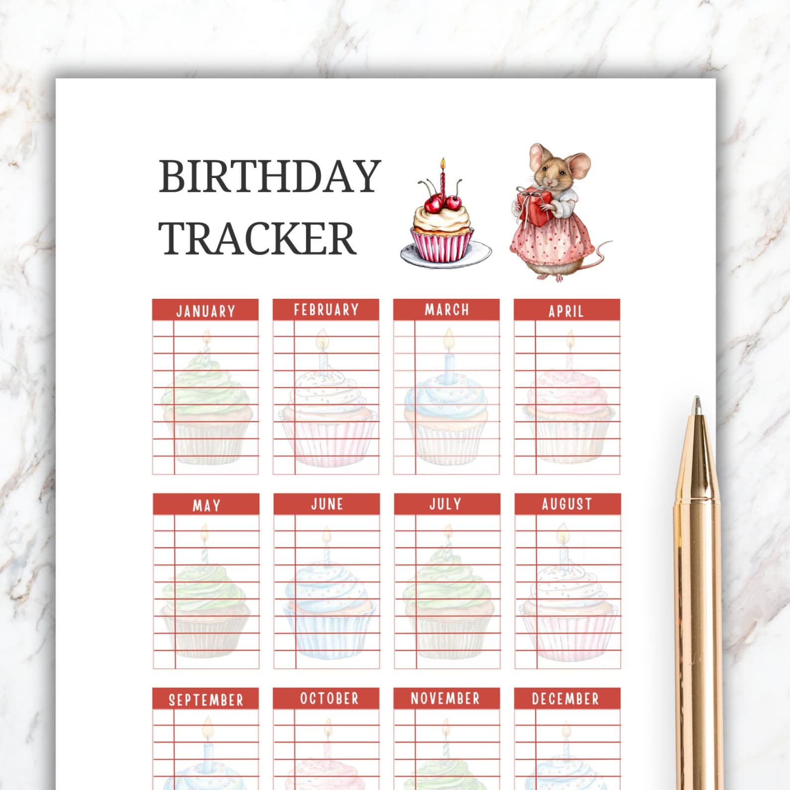 Editable Perpetual Birthday Calendar, Birthday Checklist, Birthdays ...