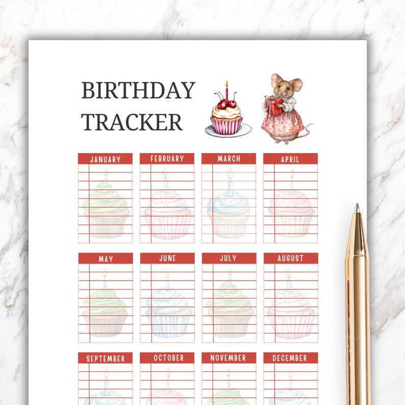Editable Perpetual Birthday Calendar, Birthday Checklist, Birthdays ...