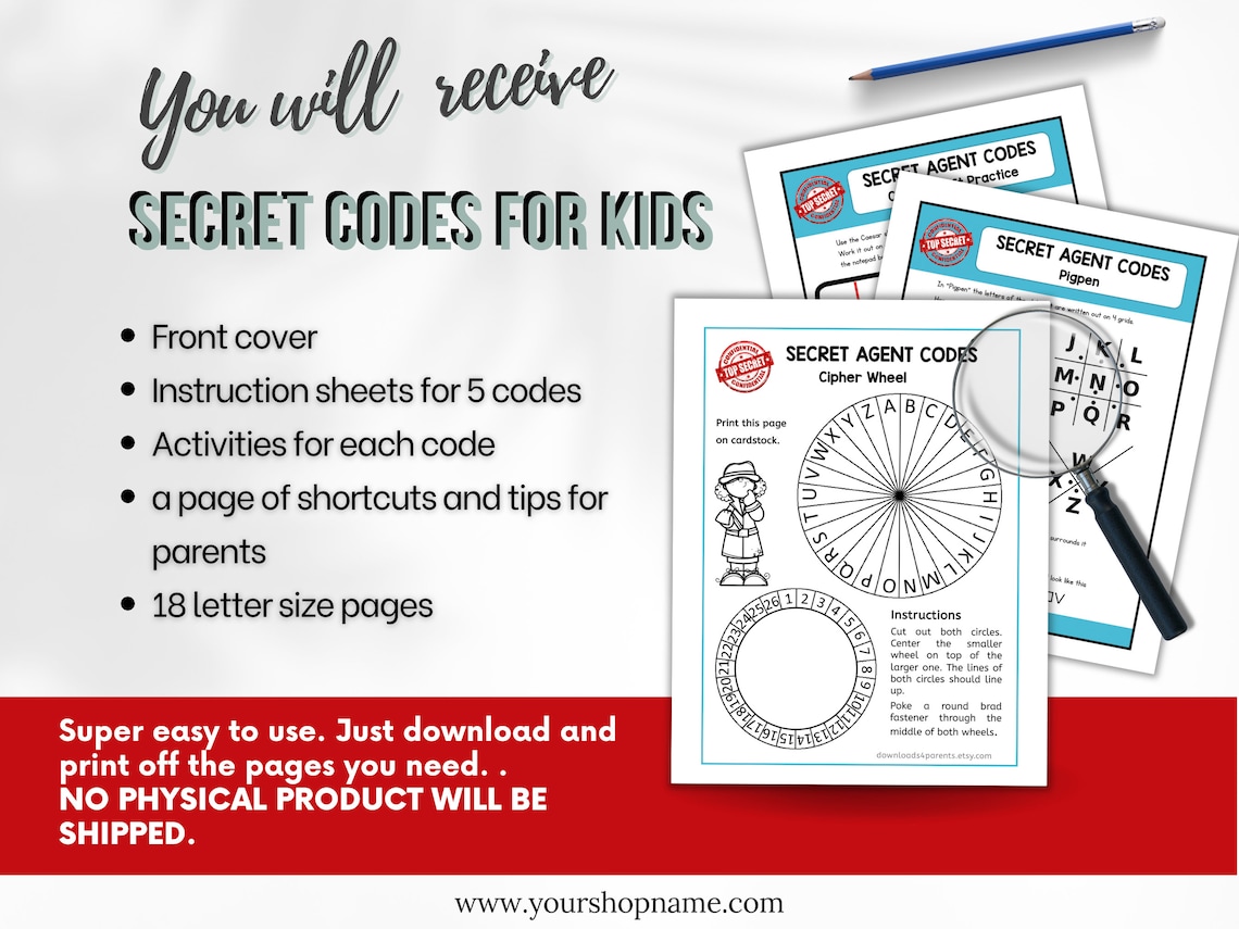 Secret Agent Spy Activity Ciphers and Codes Secret Codes for - Etsy Canada