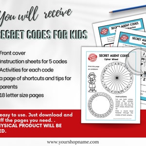 Secret Agent Spy Activity, Ciphers and Codes, Secret Codes for Kids ...