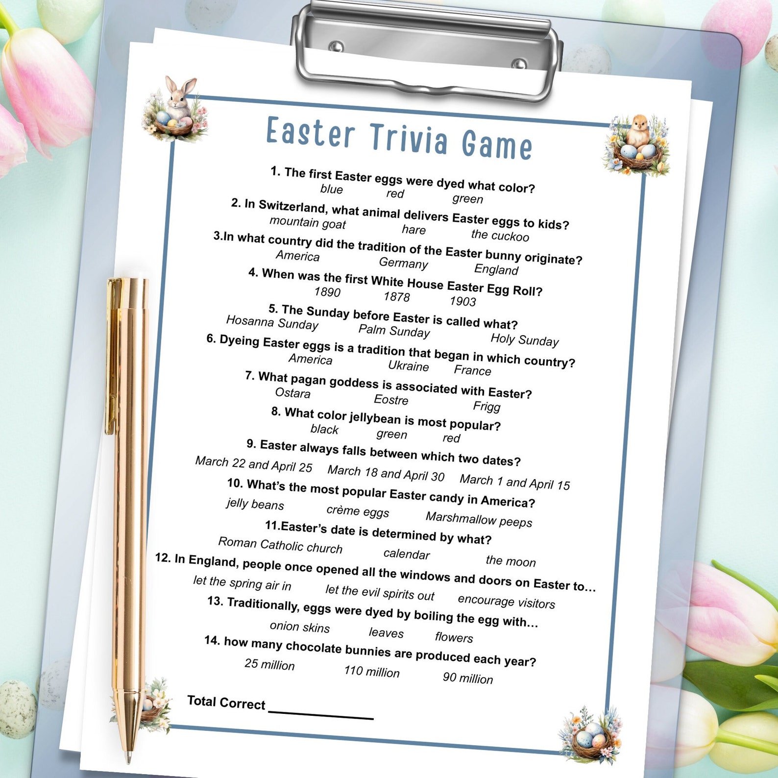 Easter Trivia Game, Easter Trivia Quiz, Printable Easter Party Game ...
