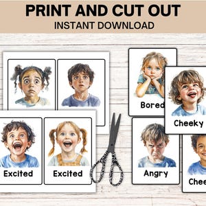 Preschool Emotions Flashcard, Emotions Face Flashcards, Preschool ...