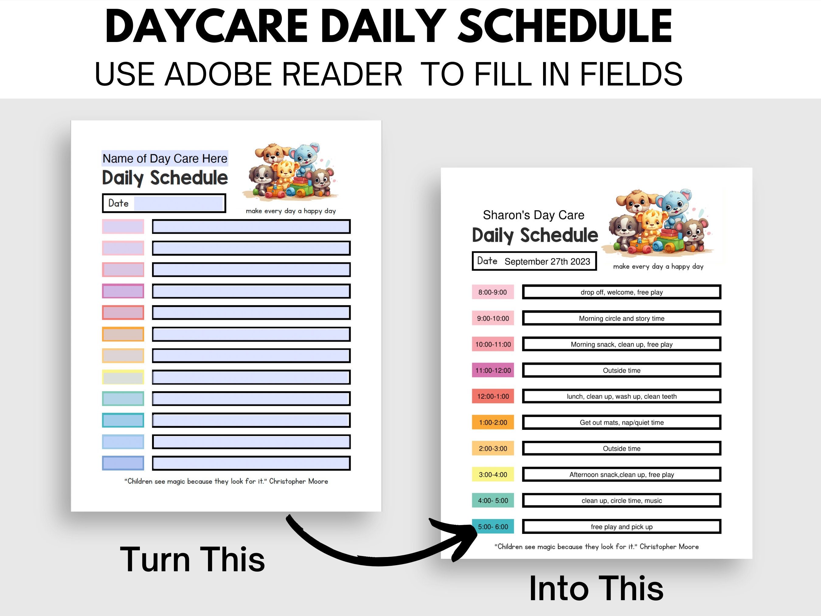 Daycare Daily Schedule, Daily Daycare Schedule, Daily Schedule for Kids ...