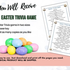 Easter Trivia Game, Easter Trivia Quiz, Printable Easter Party Game ...