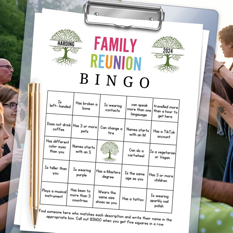Editable Family Reunion Bingo, Family Reunion Games, Find the Guest ...