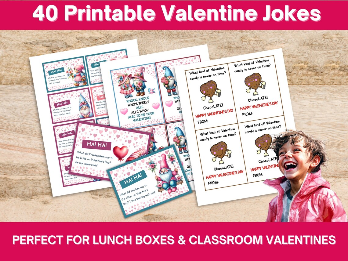 Valentine Lunchbox Jokes, Valentine’s Day Lunchbox Notes, Printable ...