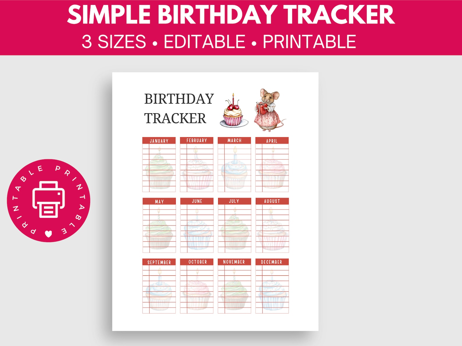 Editable Perpetual Birthday Calendar, Birthday Checklist, Birthdays ...