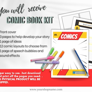 Comic Book Template, Comic Book Kit, Blank Comic Book Template, Comic ...