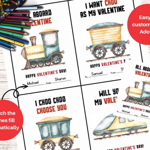 EDITABLE Locomotive Valentine Printable, Printable Train Valentine ...