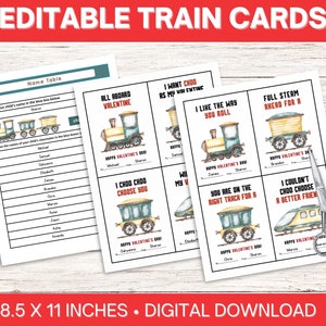 EDITABLE Locomotive Valentine Printable, Printable Train Valentine ...